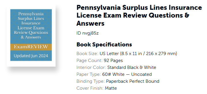 Pennsylvania Surplus Lines Insurance License Exam Review Questions ...