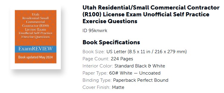 Utah Residential/Small Commercial Contractor (R100) License Exam ...