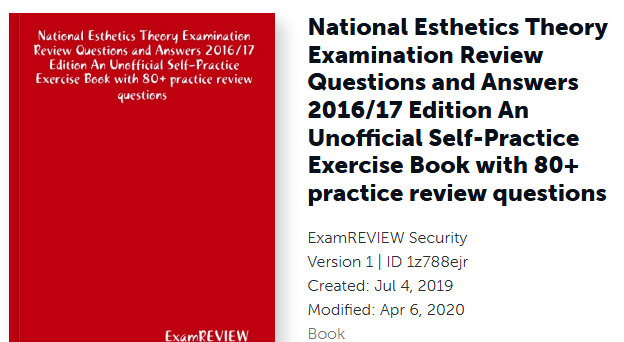 National Esthetics Theory Examination Review Questions and Answers 2016 ...